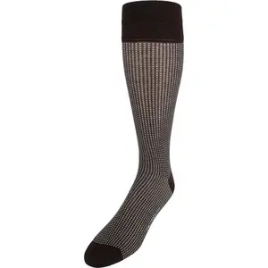 Trafalgar Trafalgar Gerald Box Design Mercerized Cotton Mid-Calf Socks Brown And Tan