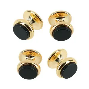 Trafalgar Sutton Tuxedo Stud Set Genuine Onyx - 24k Gold With Genuine Onyx