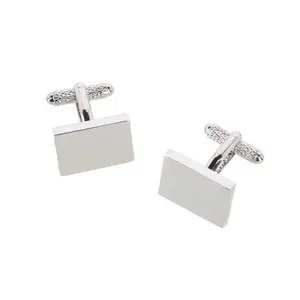 Trafalgar Rooney Rectangle Brass Cufflinks - Silver