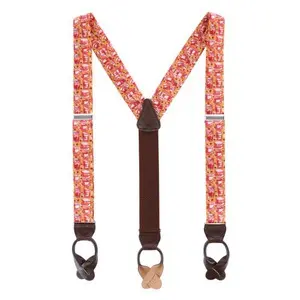 Trafalgar Coffee Print Silk Button End Suspenders