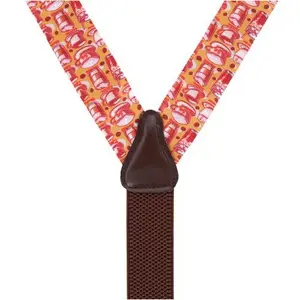 Trafalgar Coffee Print Silk Button End Suspenders