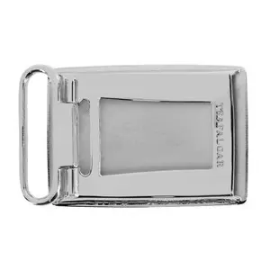 Trafalgar 30mm Engine Turned Rhodium Compression Belt Buckle - Silver
