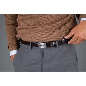 Trafalgar 30mm Engine Turned Rhodium Compression Belt Buckle - Silver
