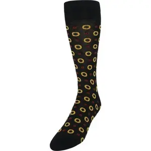 Trafalgar Redondo Circular Patterned Mercerized Cotton Socks - Black