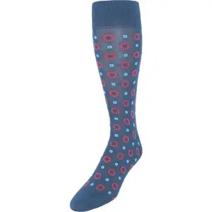 Trafalgar Redondo Circular Patterned Mercerized Cotton Socks - Blue