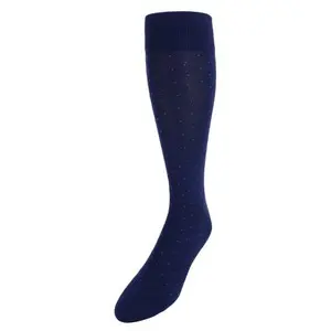 Trafalgar Trafalgar Gerald Classic Pin Dot Mercerized Cotton Mid-Calf Socks Navy With Gold Pindot