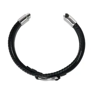 Trafalgar Infinity Symbol Leather Bracelet - Silver