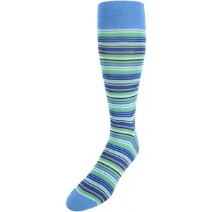 Trafalgar Brady Multi Stripe Mercerized Cotton Socks - Blue, Green, Yellow Stripes