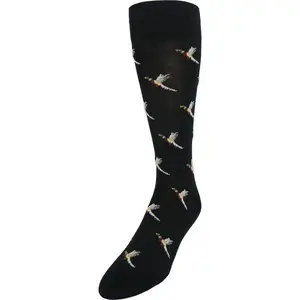 Trafalgar Birds Of A Feather Mercerized Cotton Mid-calf Socks - Black