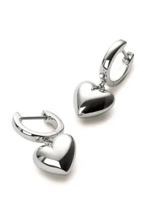 ANA LUISA Puffed Heart Hoop Earrings - Silver
