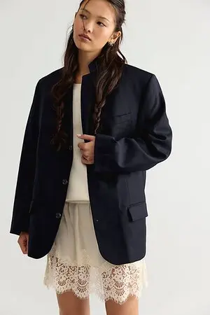 HAVRE STUDIO Button Back Blazer - Navy