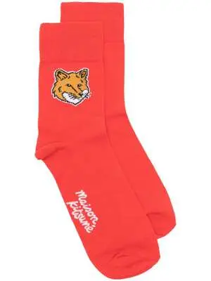 Maison Kitsuné Fox Head Socks - Red