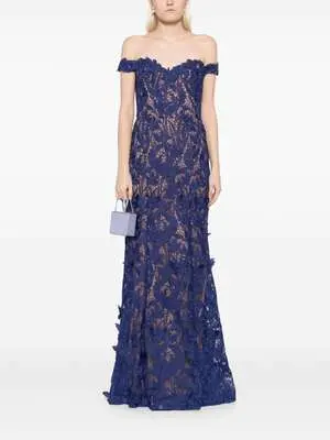 Wedding Dress Marchesa Notte Lace Dress Marchesa Lace Detailing Gown Blue  Editorialist