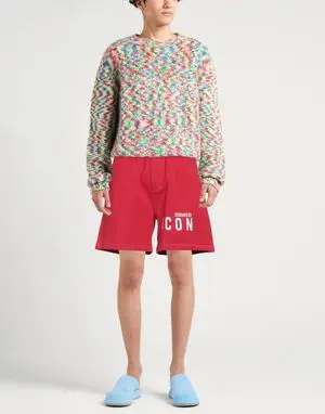 Dsquared2 Cotton Fleece Shorts With Print - Tomato Red