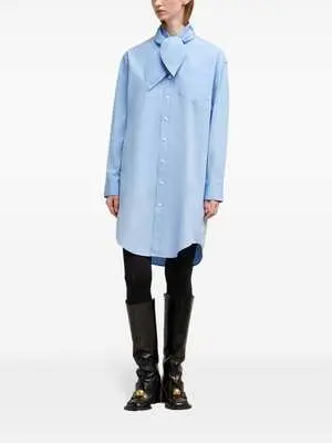 AMI Paris Cotton Shirt Dress With Scarf Collar