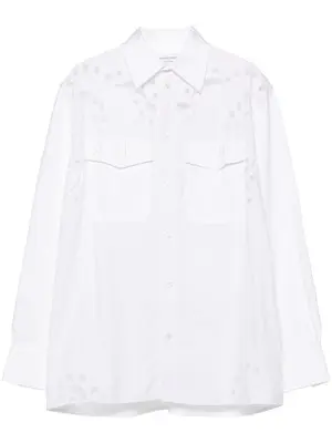 MARINE SERRE Logo Embroidered Cut-out Shirt - White