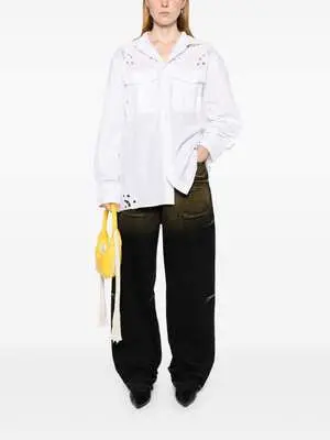MARINE SERRE Logo Embroidered Cut-out Shirt - White