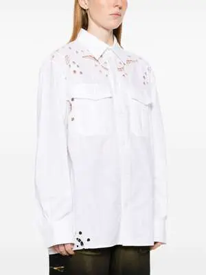 MARINE SERRE Logo Embroidered Cut-out Shirt - White