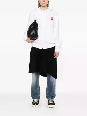 Play Comme Des Garcon Double Heart-patch Hoodie - White