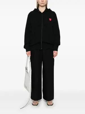 Play Comme Des Garcon Double Heart-patch Hoodie - Black