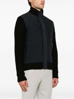 Herno Knitted-panels Padded Bomber Jacket - Black