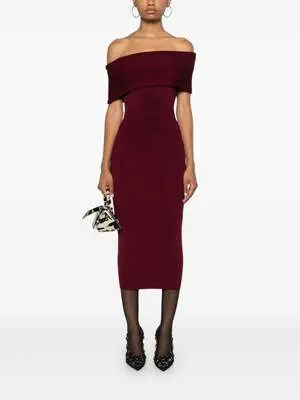 MUGLER Off-shoulder Knit Dress - Red