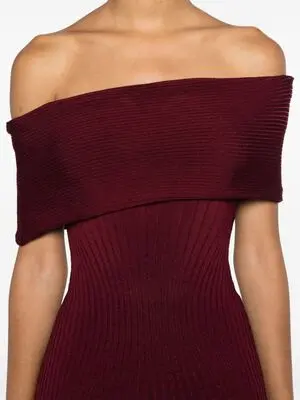 MUGLER Off-shoulder Knit Dress - Red