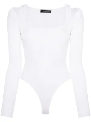 MUGLER Strapped Long-sleeved Bodysuit - White