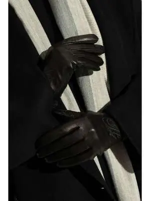 Emporio Armani Embroidered Leather Gloves