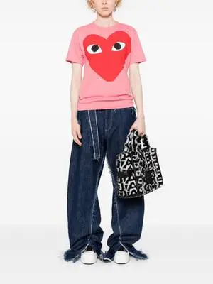 Play Comme Des Garcon Heart-print T-shirt - Pink