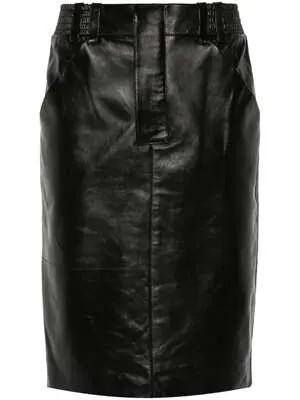 Saint Laurent Leather Pencil Skirt - Black