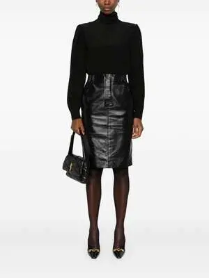 Saint Laurent Leather Pencil Skirt - Black