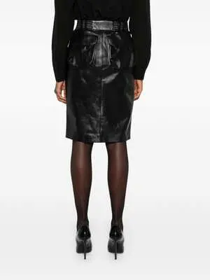 Saint Laurent Leather Pencil Skirt - Black