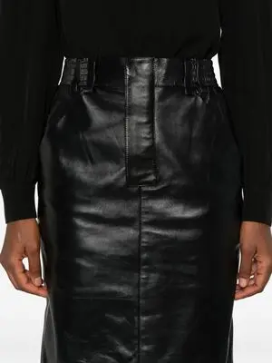 Saint Laurent Leather Pencil Skirt - Black