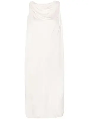 LANVIN Brooch-detail Midi Dress - Neutrals
