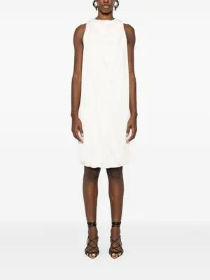 LANVIN Brooch-detail Midi Dress - Neutrals