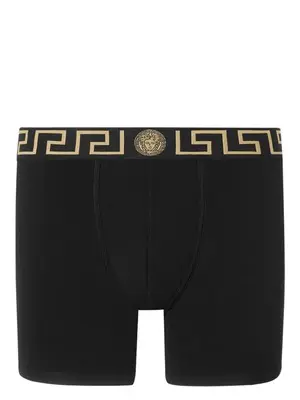 Versace Greca Border Long Boxers - Black