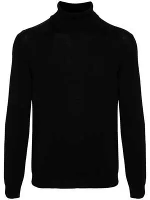 ROBERTO COLLINA Merino Wool Roll Neck Sweater - Black