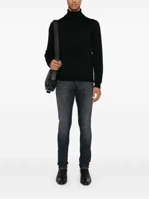 ROBERTO COLLINA Merino Wool Roll Neck Sweater - Black