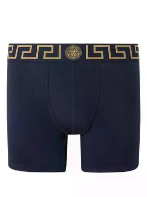 Versace Greca Border Long Boxers - Blue