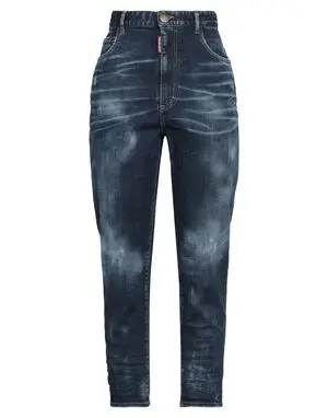 Dsquared2 Boyfriend Jeans In Dark Wash Denim With Faded Detail - Blue