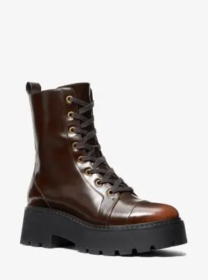 Michael Kors Blake Burnished Leather Combat Boot
