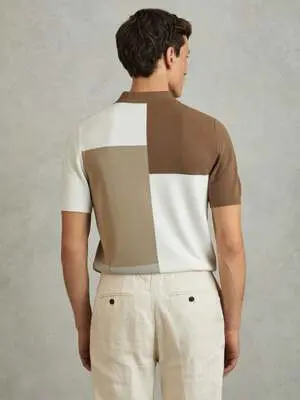 REISS Delta Colourblock Half-zip Polo Shirt