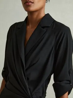 REISS Whitney Wrap Front Midi Dress