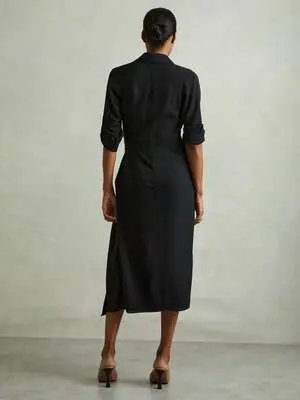 REISS Whitney Wrap Front Midi Dress