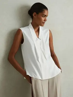 REISS Wren Relaxed Tux Top - Ivory