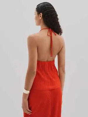 Good American Plisse Halter-neck Top