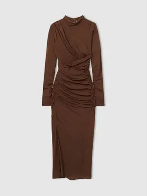 REISS Kelly Jersey Ruched Midi Dress