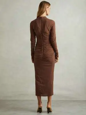 REISS Kelly Jersey Ruched Midi Dress