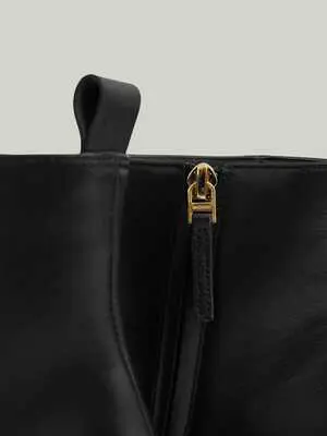 REISS Amy Leather Block Heel Ankle Boots - Black
